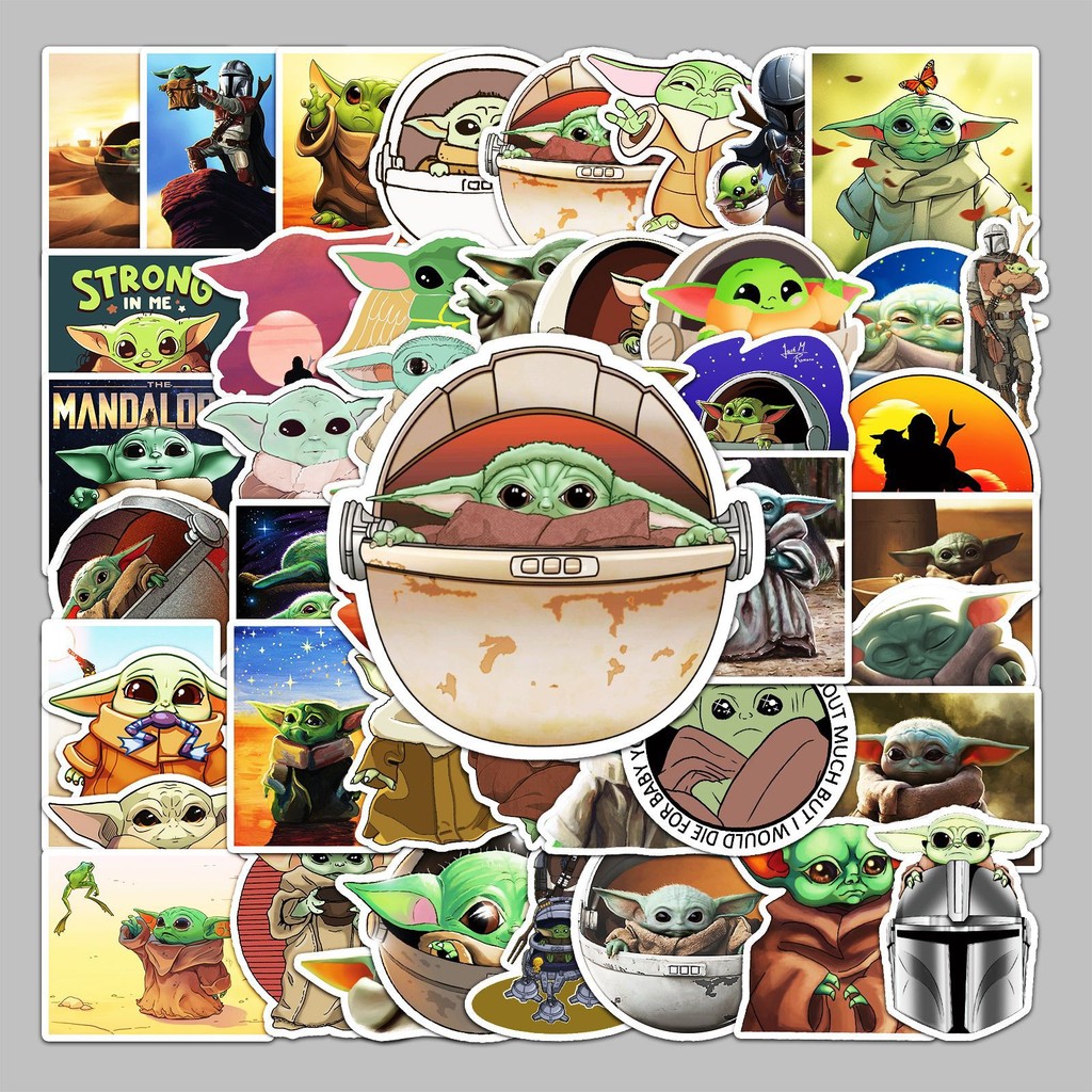 50 Sheets Yoda Cartoon Luggage Stickers Creative Waterproof Graffiti ...