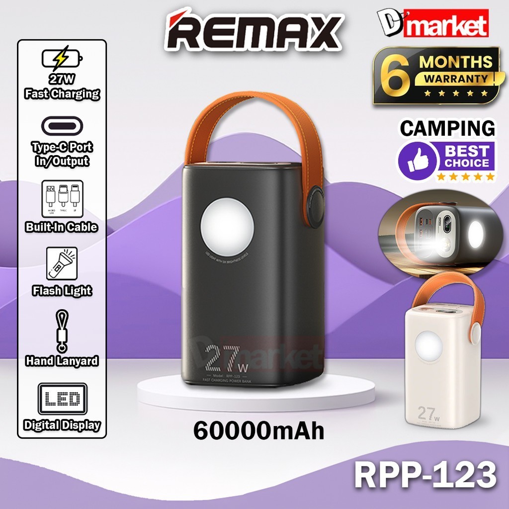 Remax RPP-123 60000mAh Powerbank 27W Fast Charging Camping Power Bank ...