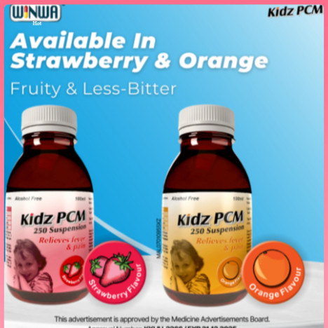 WINWA Kidz PCM Paracetamol Syrup For Fever, Pain, Sore Throat & Flu ...