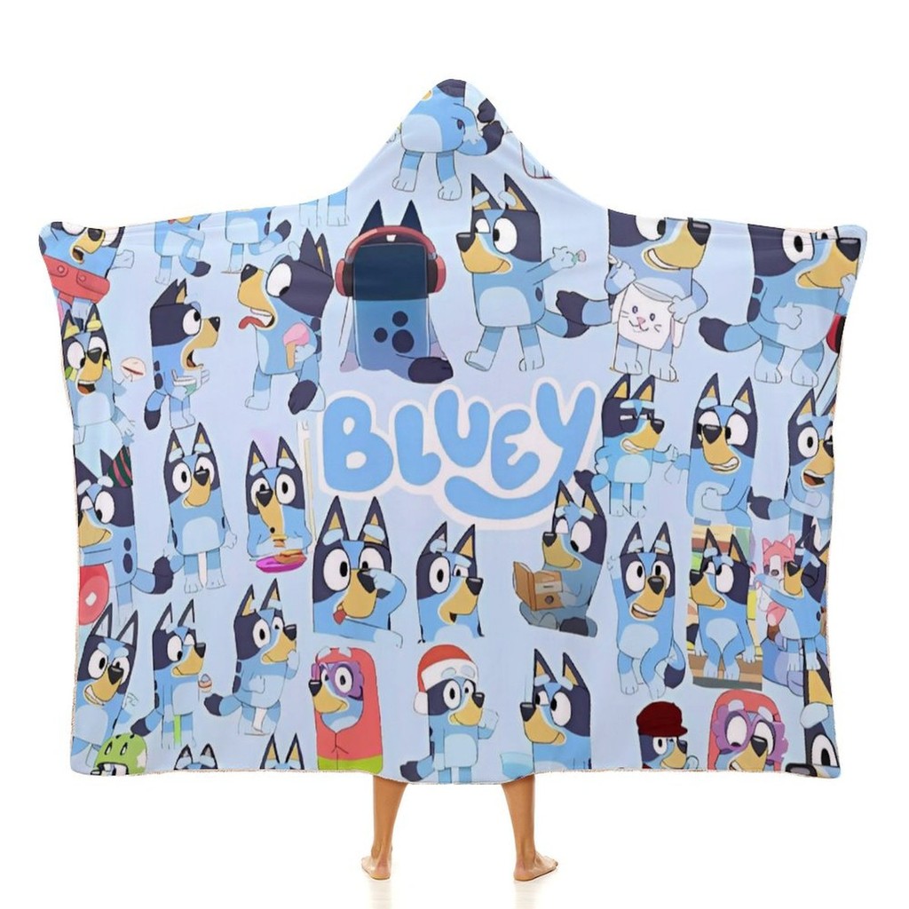 Bluey Cloak Hoodies Coral Fleece Nightgown Cartoon Pajamas Stitch ...