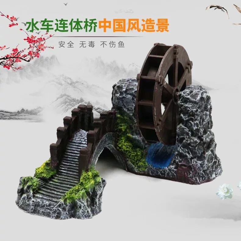 Water Wheel Bubble Can Turn 91% Oxygenated Stone Decoration Fish Tank ...