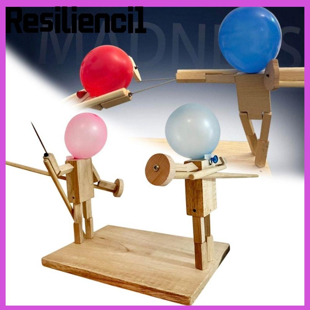 RESILIENCI1 Balloon Bamboo Man Battle, Two-Player Wooden Fighter Wooden ...