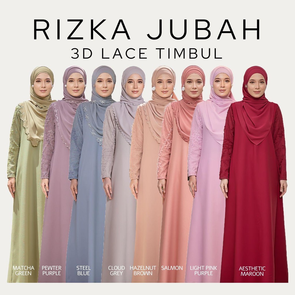 RIZKA Jubah Lace Timbul 3d DianzFabrics Terkini | Shopee Malaysia