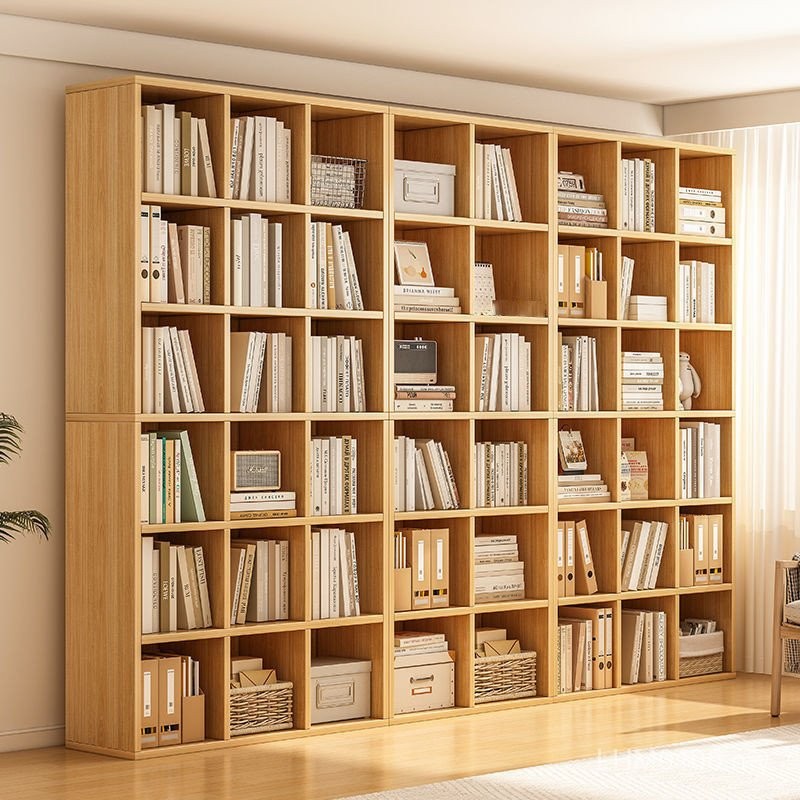 Household Library Wall Shelf Integrated Lattice Cabinet Living Room ...