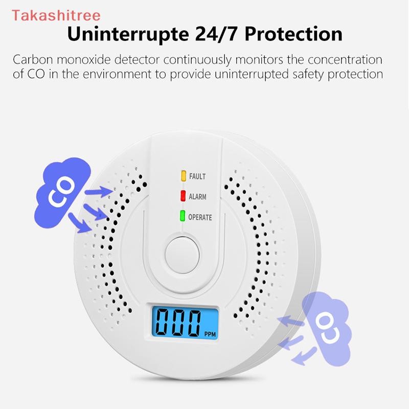 (Takashitree) Carbon Monoxide Detector CO Gas Monitor Alarm Battery ...