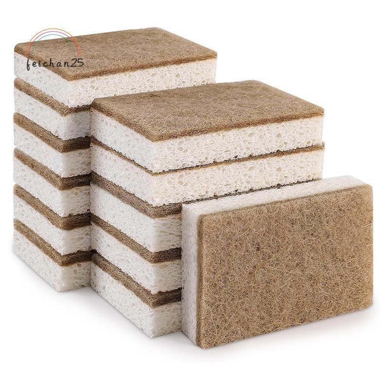 Eco-Friendly Natural Sponges for Dishes 12 Pack - Biodegradable Kitchen ...