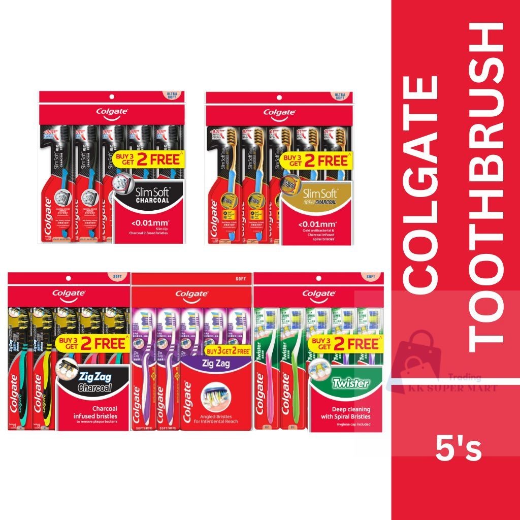 COLGATE Toothbrush Value Pack Soft Medium Twister / Zig Zag / Slim Soft ...