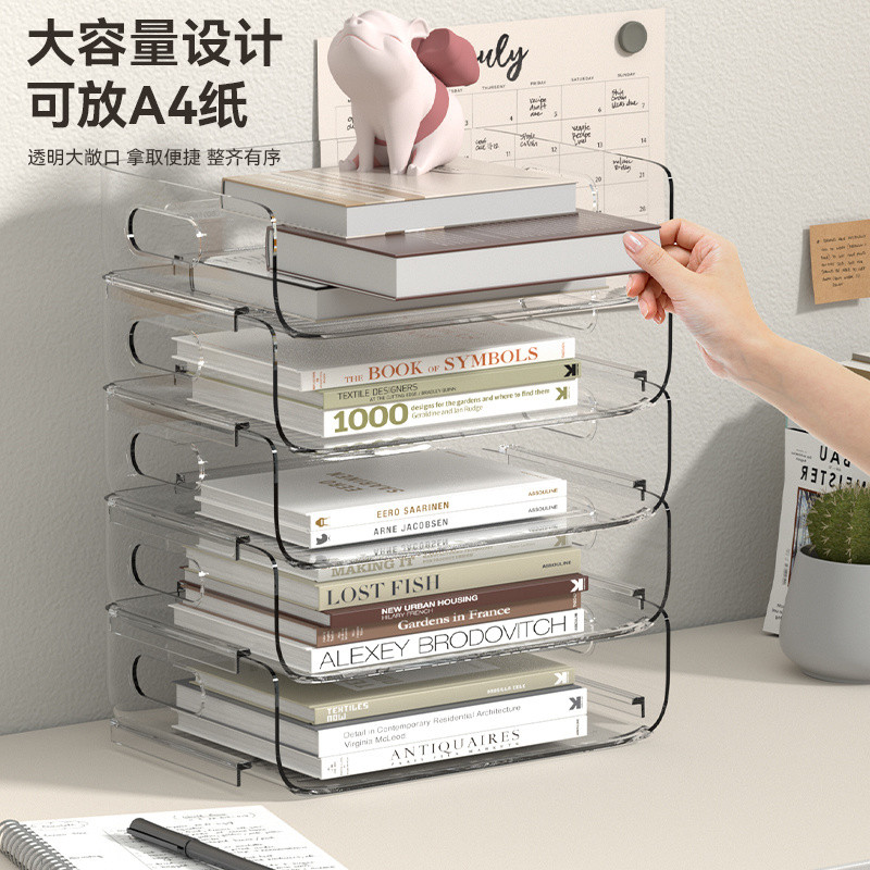 Transparent Transparent Desktop File Storage Rack Bookshelf Book Desk ...