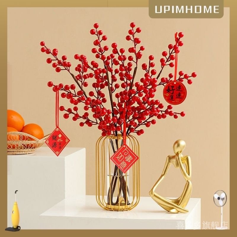 Promotional Red Fortune Fruit Fake Flower Arrangement Decorations ...