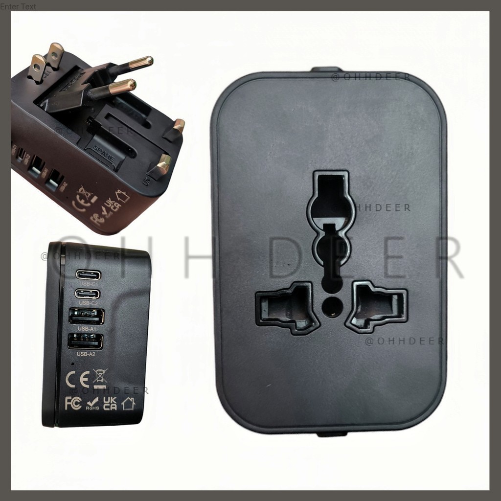 OHHDEER Universal Adapter Travel Socket Super-Fast Charging ...