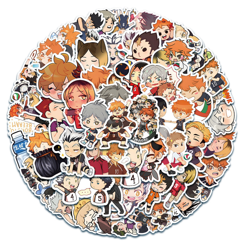 60PCS Cute Anime Q-version Haikyuu!! Graffiti Stickers for Helmet ...