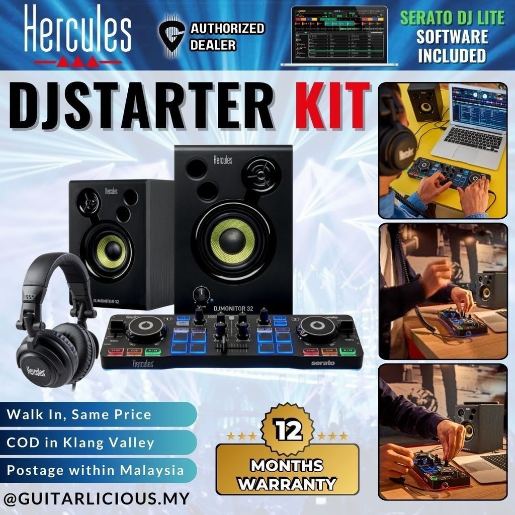 Hercules DJ Control Starter Kit Beginners w Starlight Controller, 32 DJ ...