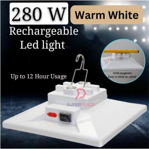 Warm White 280W Rechargeable LED Light Bulb Portable Emergency Light ...