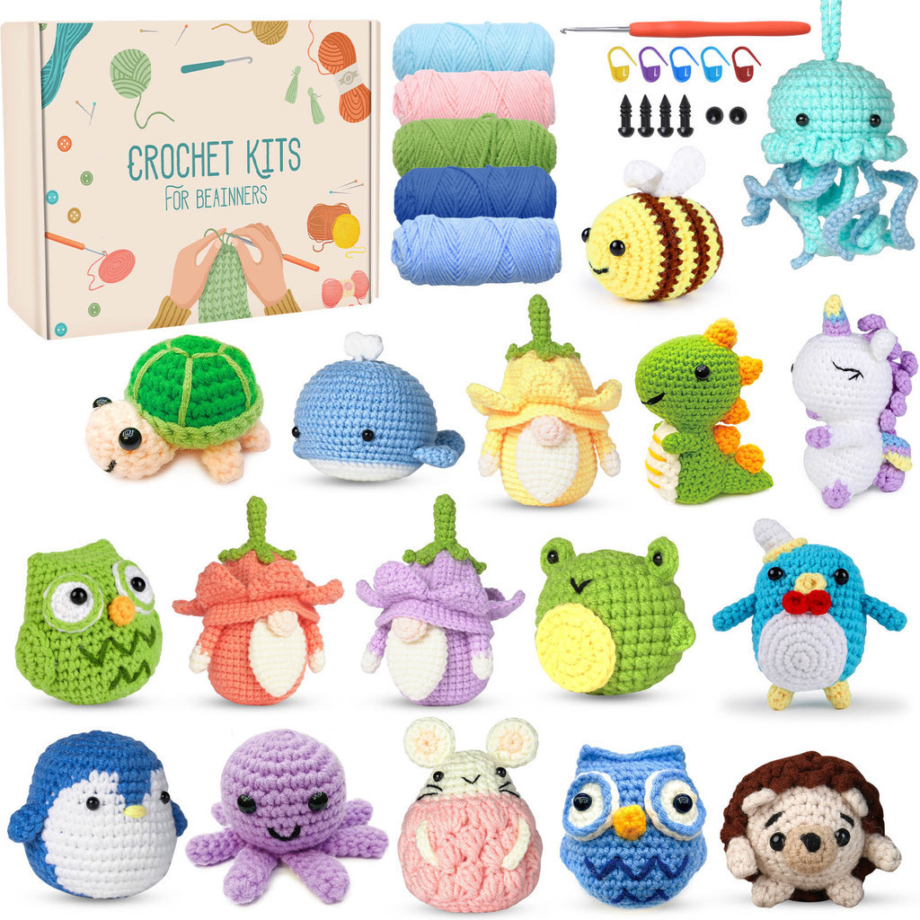 Crochet Kit with Yarn Knitting Crochet Hook for Beginners With Video ...