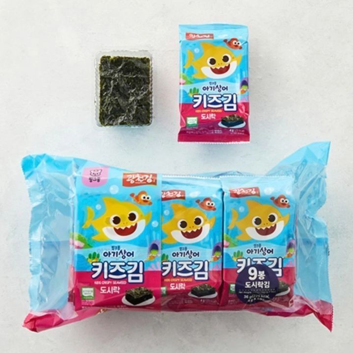 Pink Fong Baby Shark Roasted Korean Seasoned Seaweed Popular Korean ...