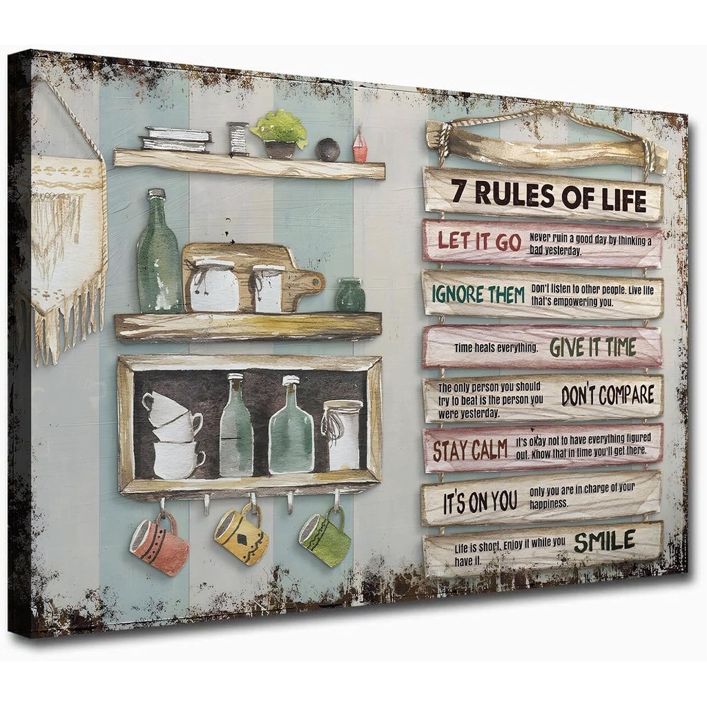 Rustic Inspirational Poster 7 Rules of Life Picture Inspirational ...