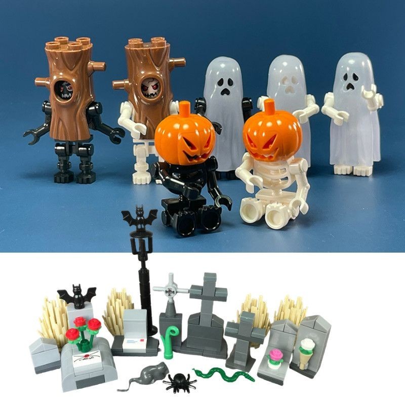 Moc Scene Halloween Dark Series Tombstone Tomb Zombie Ghost Skull ...