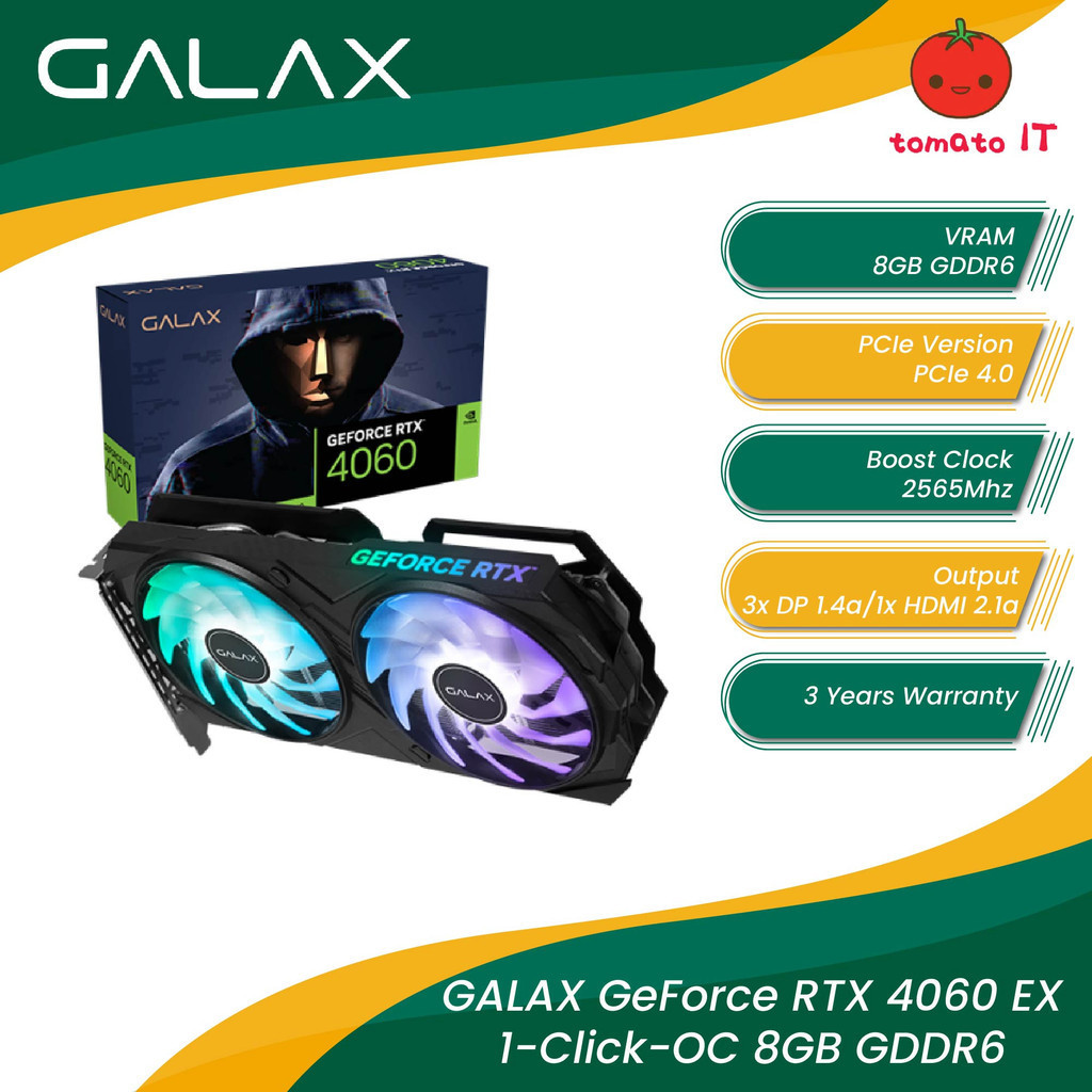 GALAX GeForce RTX 4060 EX 1-Click-OC 8GB GDDR6 | Shopee Malaysia