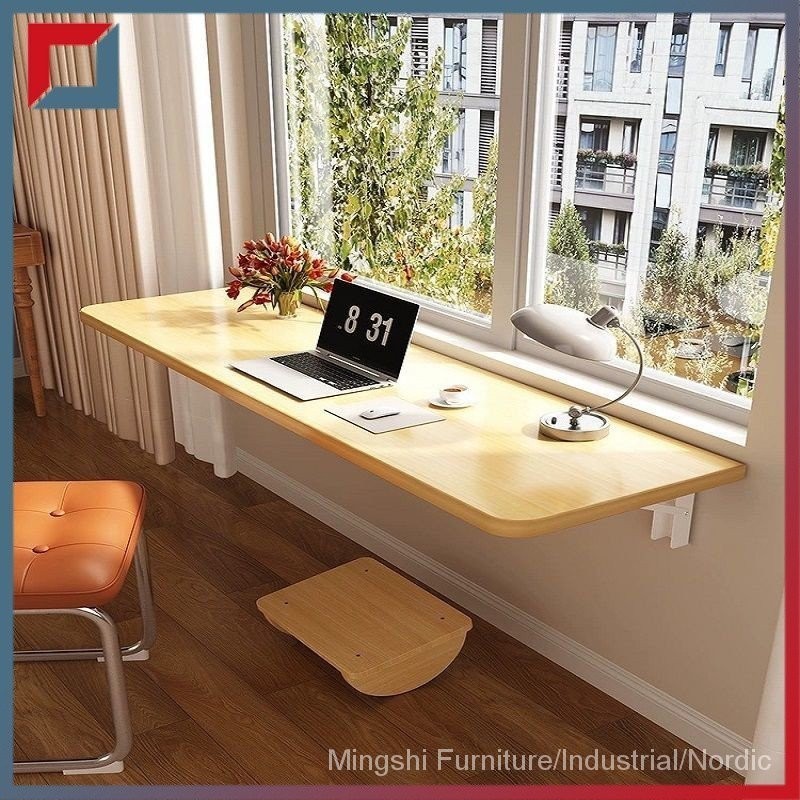 Solid Wood Folding Table Wall-Mounted Table Dining Table Wall Computer ...