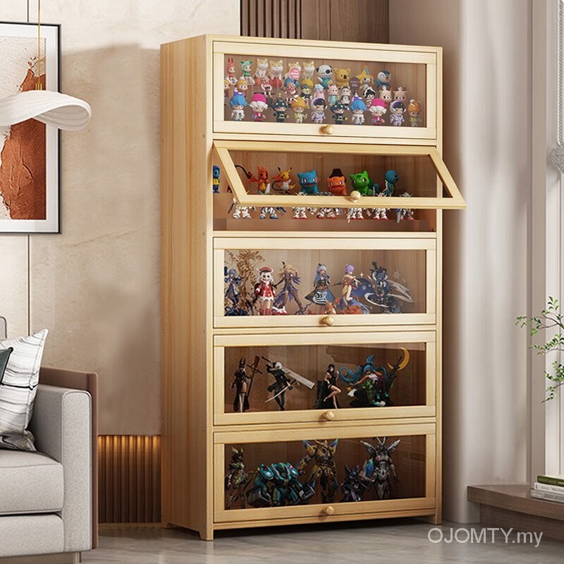 Wenzhi Solid Wood Anti-dust Bookcase with Door Combination Storage Rack ...