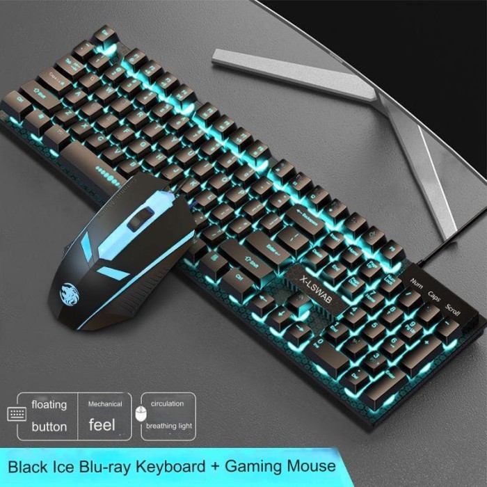 Keyboard Mouse Set Package for Gaming GX30 Keycaps Blue Light RGB USB ...