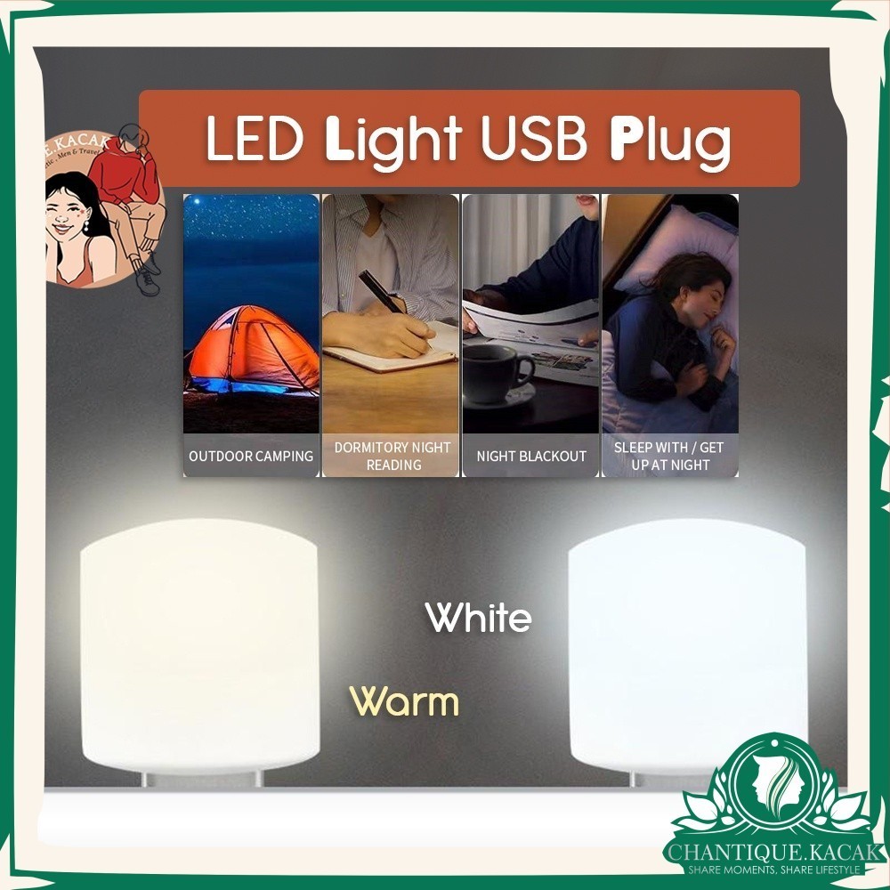 CK 1PC LED Lamp USB Night Small Table Easy Plug White Warm Reading ...