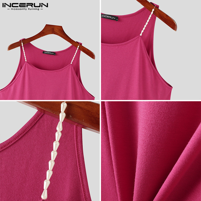 INCERUN Men Korean Fashion Solid Color Sleeveless Shoulder Harness ...