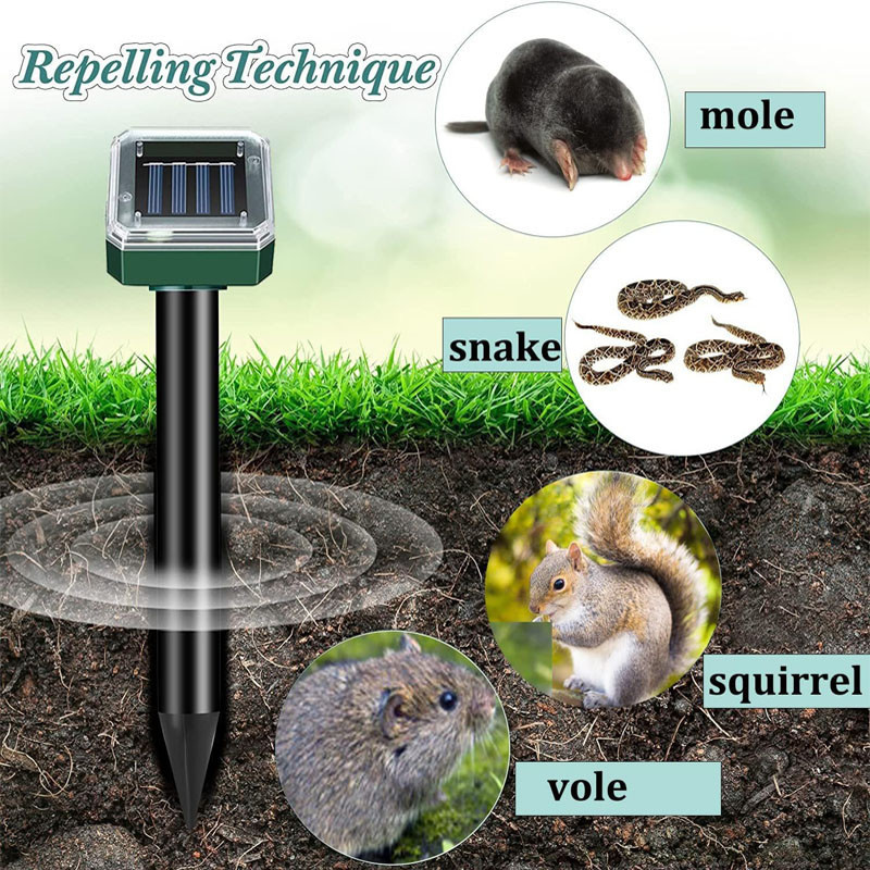 COD Solar Power Ultrasonic Pest Mole Repeller Garden Rat Mouse Snake ...