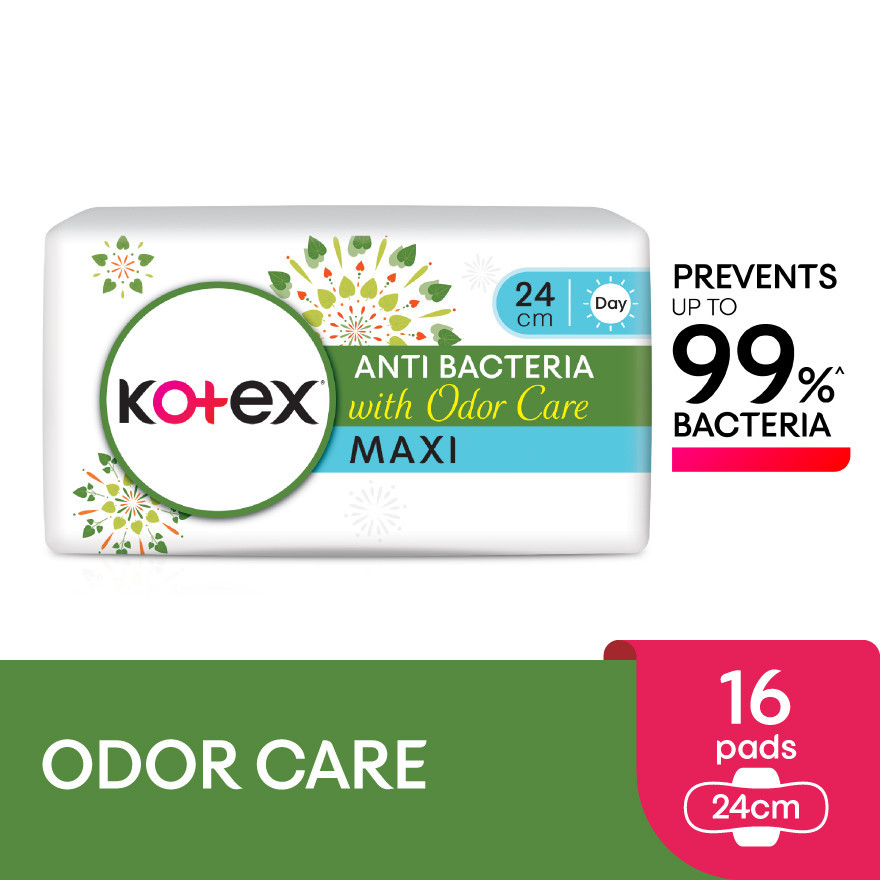Kotex Anti-Bacteria Maxi Day Wing Pad With Odor Care (24cm x 16's ...