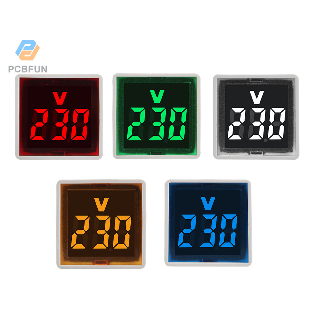 Pcbfun AC 220V 30MM Square EU Plug LED Digital AC Voltmeter Indicator ...
