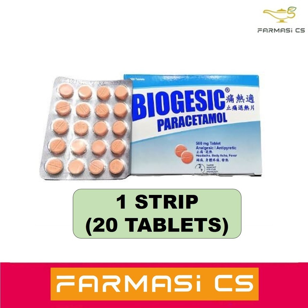 Biogesic Paracetamol 500mg 20 Tablets (1 strip) EXP:05/2026 [ PCM fever ...