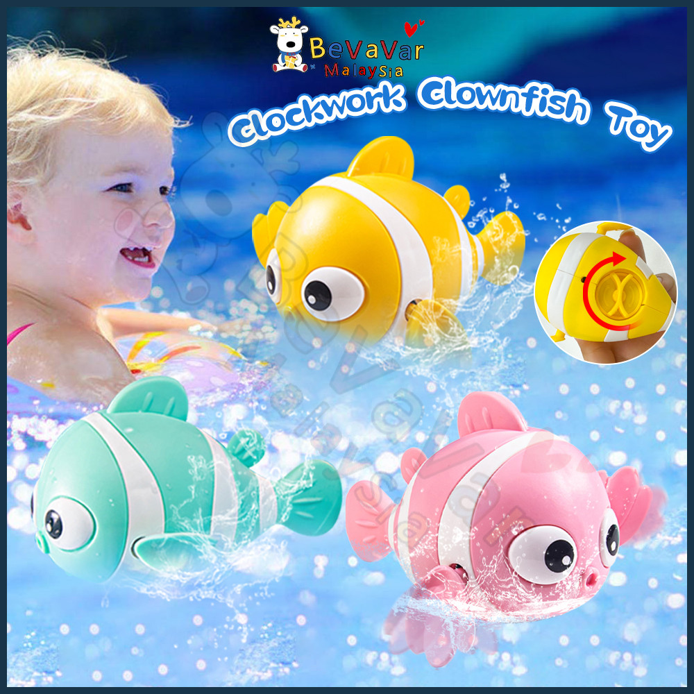 Bevavar Baby Bath Toy Shower Clown Fish Clockwork Children Toddler ...