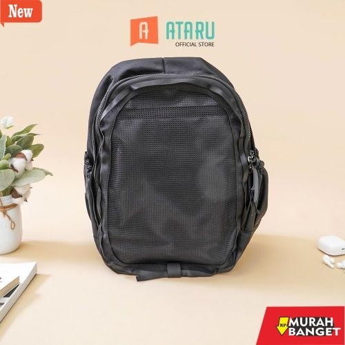 HITAM Shopee haul Ataru Bag Backpack With Nylon Mesh - Black | Shopee ...