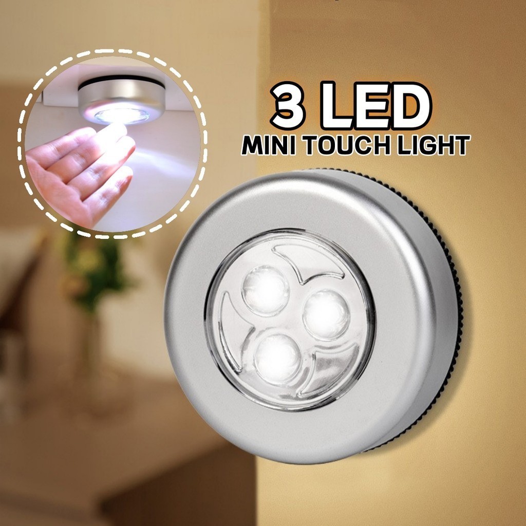 Mini Touch Lamp Battery Powered Tap Control (3 LED) Stick Wall Wireless ...