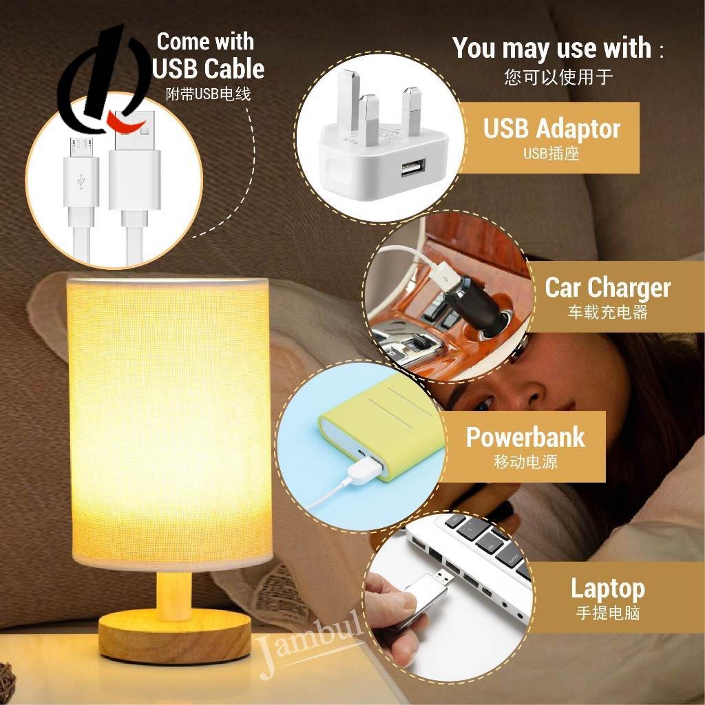 LED Bedside Lamp Night Light Warm White LED Gift Wood Table lamp Baby ...