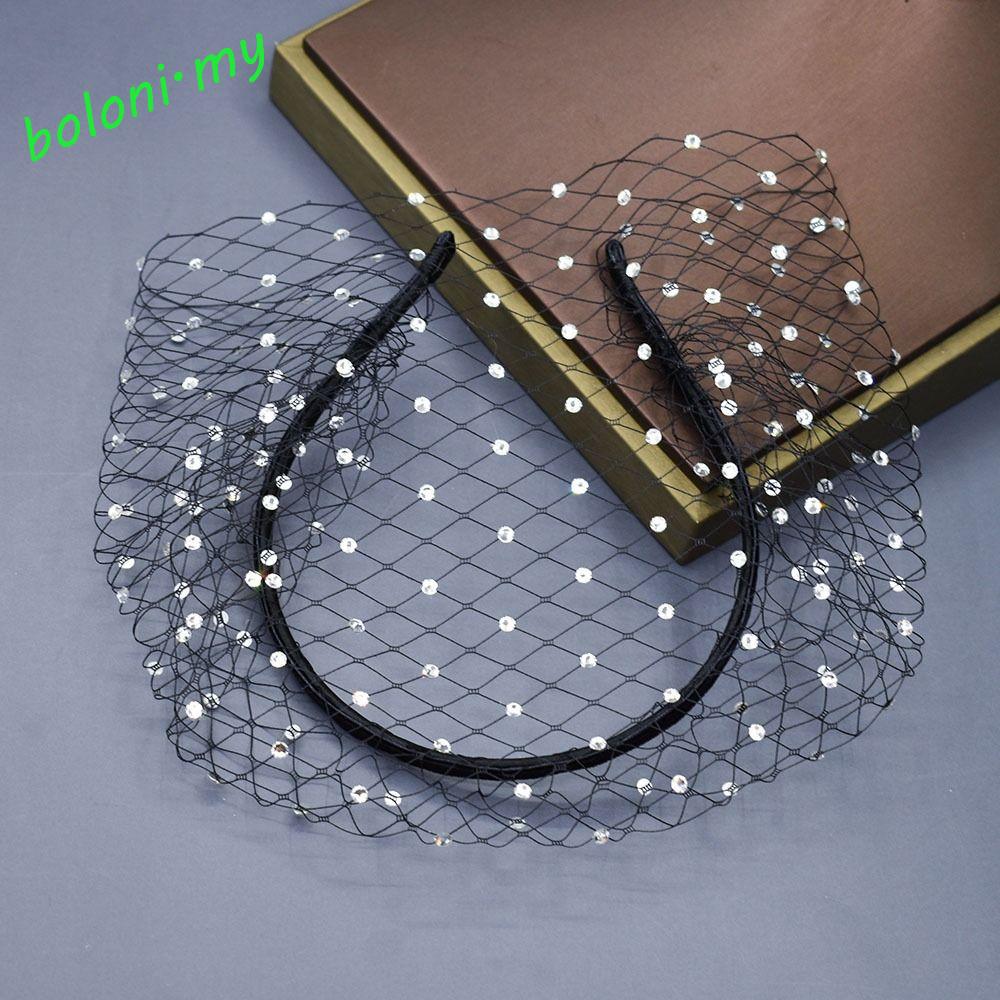[COD] Birdcage Veil Short Tiara Crystal Face Net Mask Elegant Wedding ...