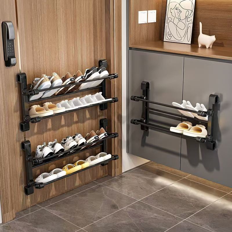 Dormitory Perforation-Free Behind Door Shoe Rack Foldable Simple Shoe ...