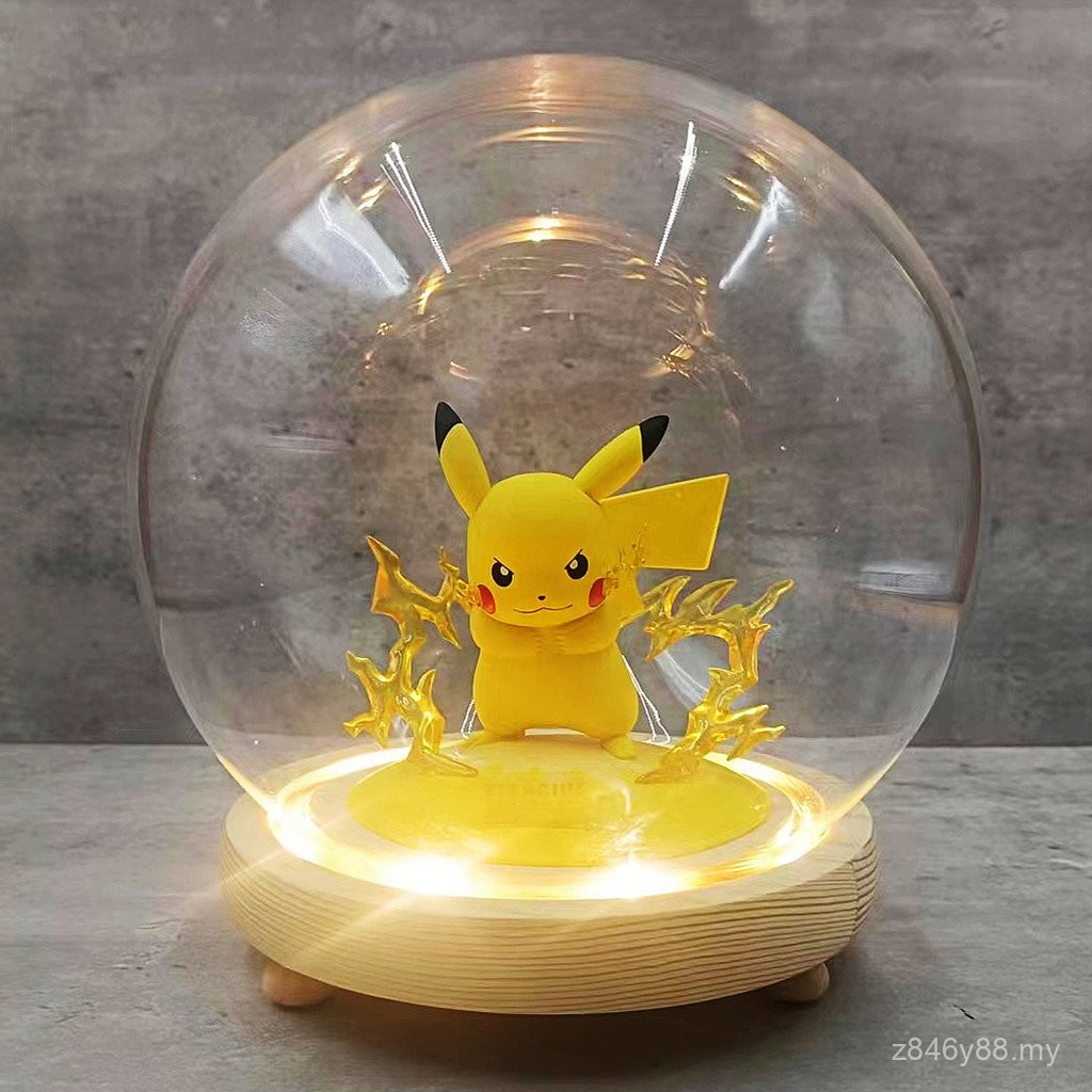 Patung Pokémon Pikachu Rasmi Kubah Kaca Gengar Eevee Light Gift Box Set ...
