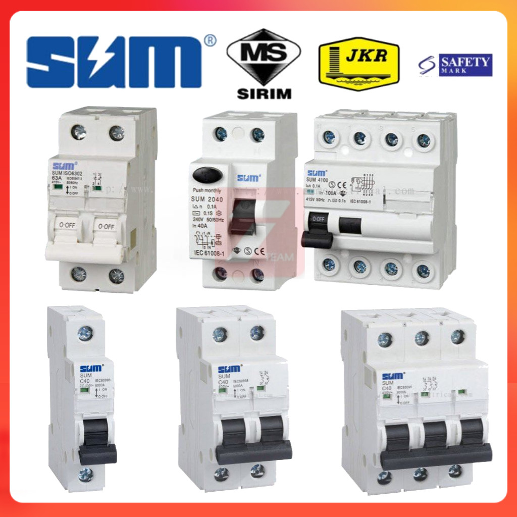 SUM 40A 6A MCB ELCB l RCCB Auto Switch Residual Current Circuit Breaker ...