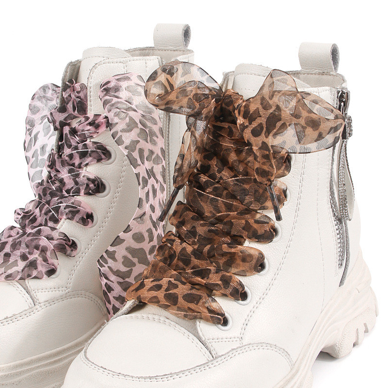 4cm Widened Shoelace Leopard Print Pattern Silk Yarn Lace Shoelace Flat ...