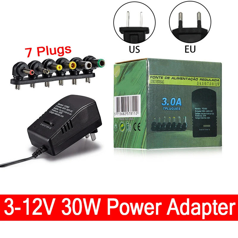 3V 5V 6V 9V 12V 3A 30W Power Supply Adapter Adjustable 220V To 12V 3A ...