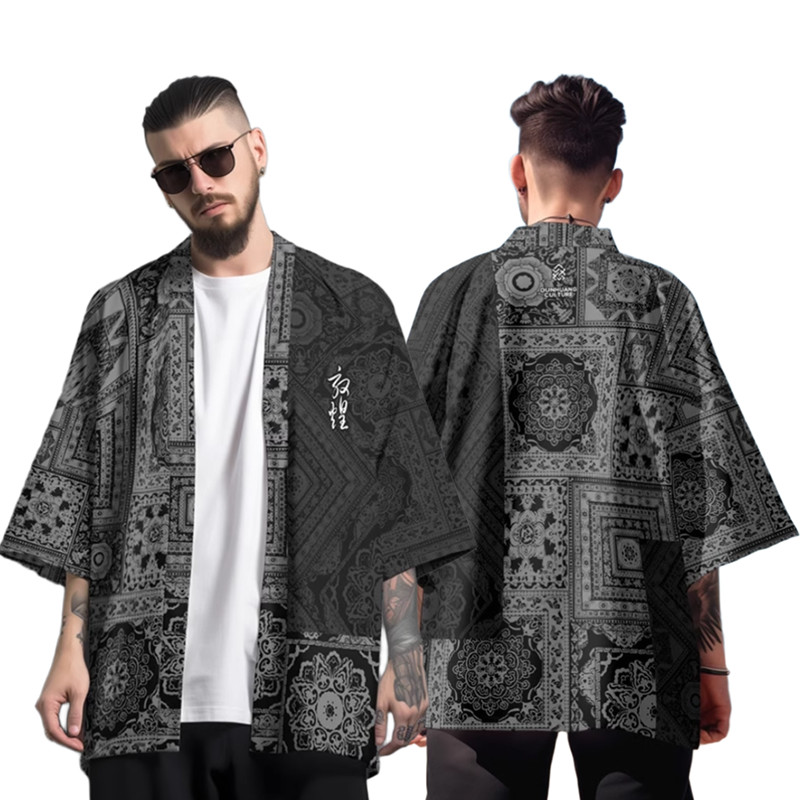 Ethnic Style Patterns Kimono Men Stylish Retro Haori Streetwear Kimono ...