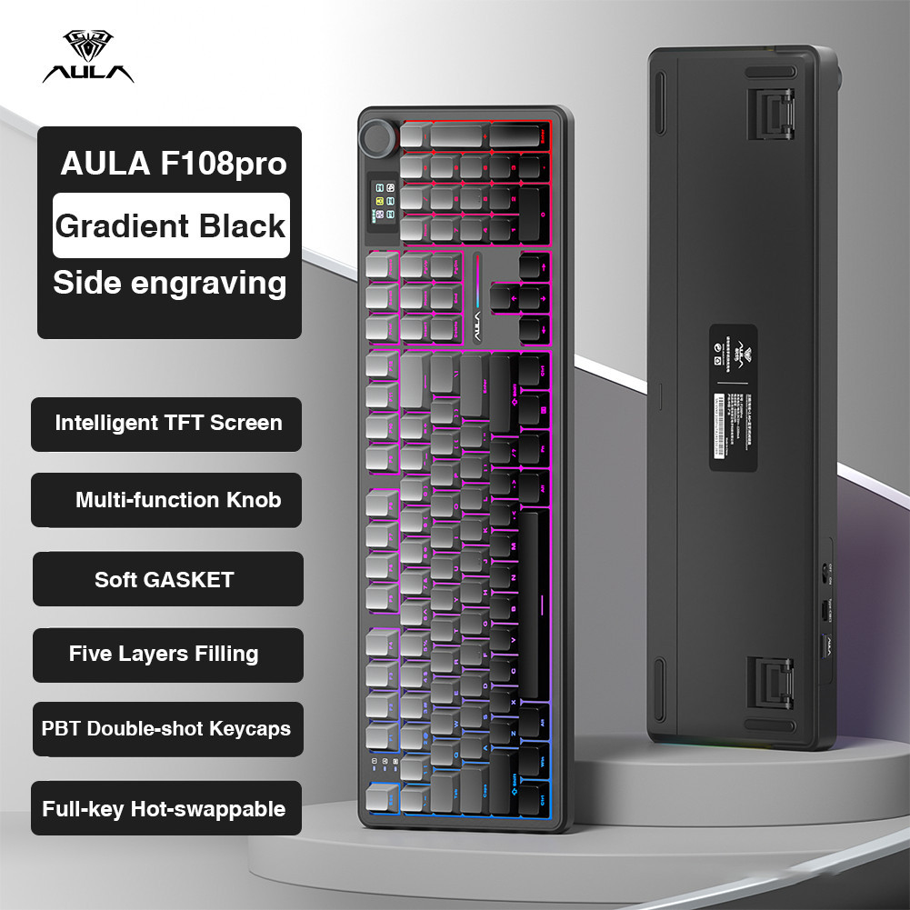 AULA F108 PRO Customized Mechanical Keyboard Bluetooth/2.4G/wired Hot ...