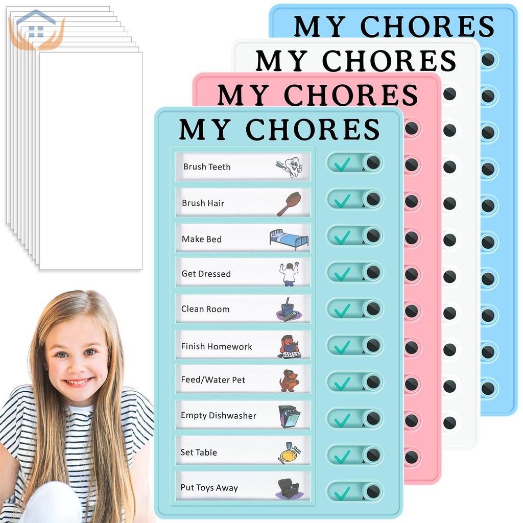 4Pcs Checklist Task Board Sliding Routine Chores Chart with 10 Blank ...