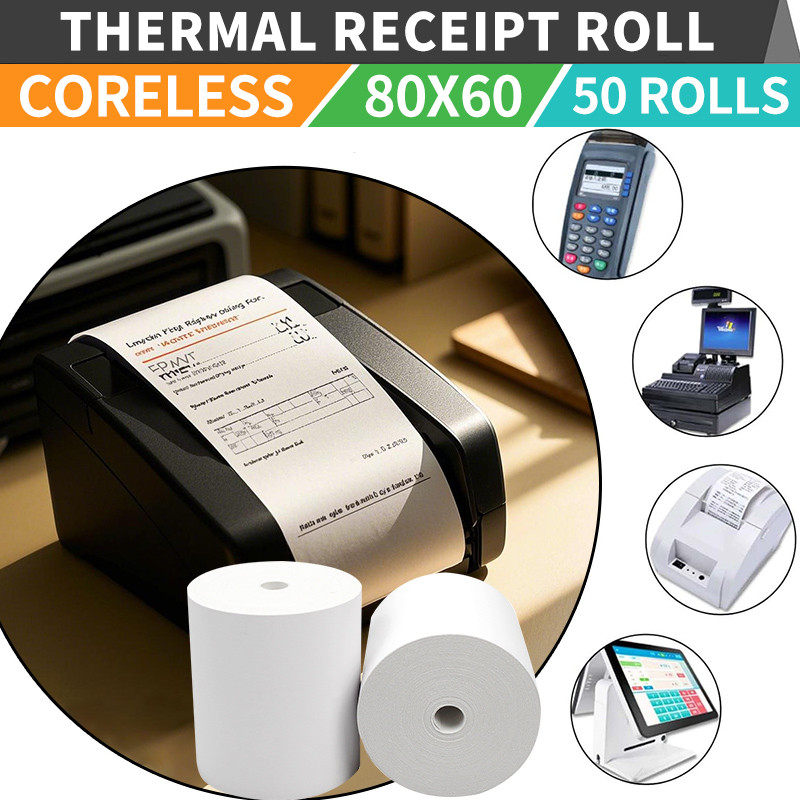 Thermal Paper Roll 80x60 (50 Rolls/Box) / Receipt Cash Register Paper ...