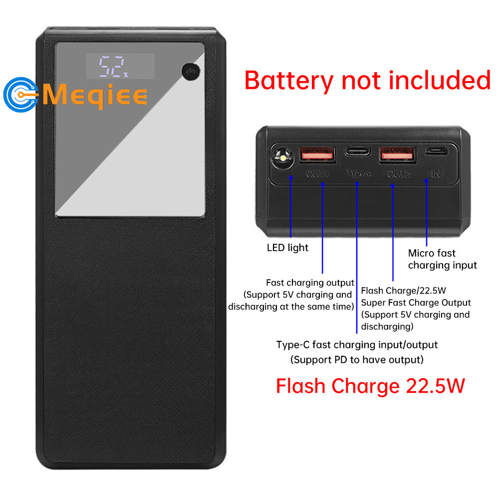 22.5W Solder-Free 6×26650 Battery Box Removable Rechargeable Case Kit ...