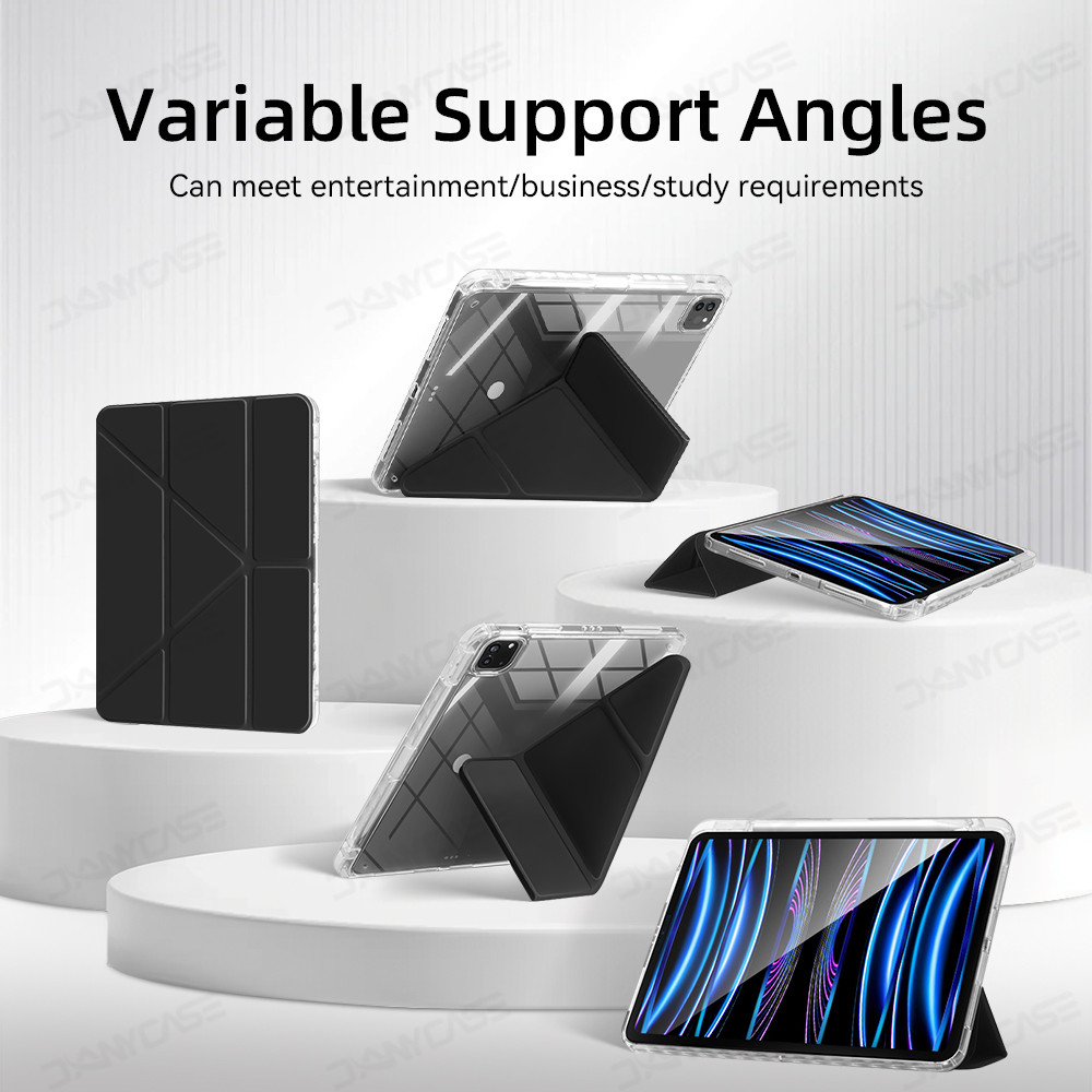 DANYCASE Multi Folding Acrylic Tablet Case with Pencil Holder For iPad ...