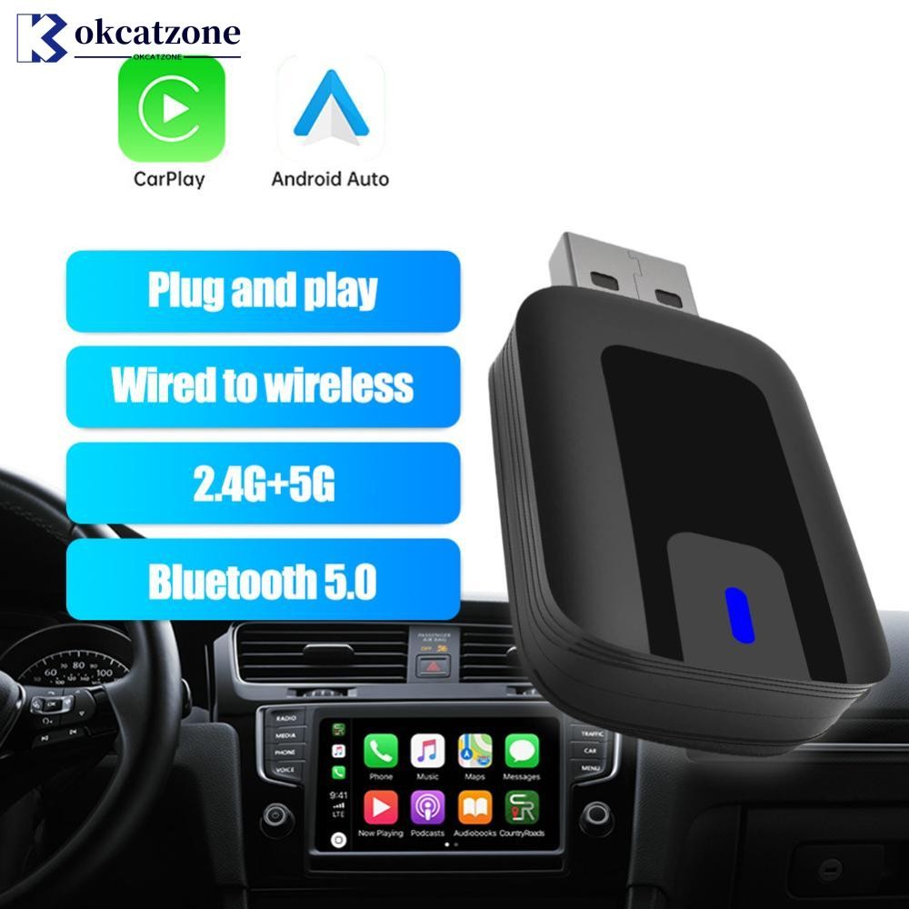 OKCATZONE USB 2in1 Auto Wireless CarPlay&Android Wireless Adapter Smart ...