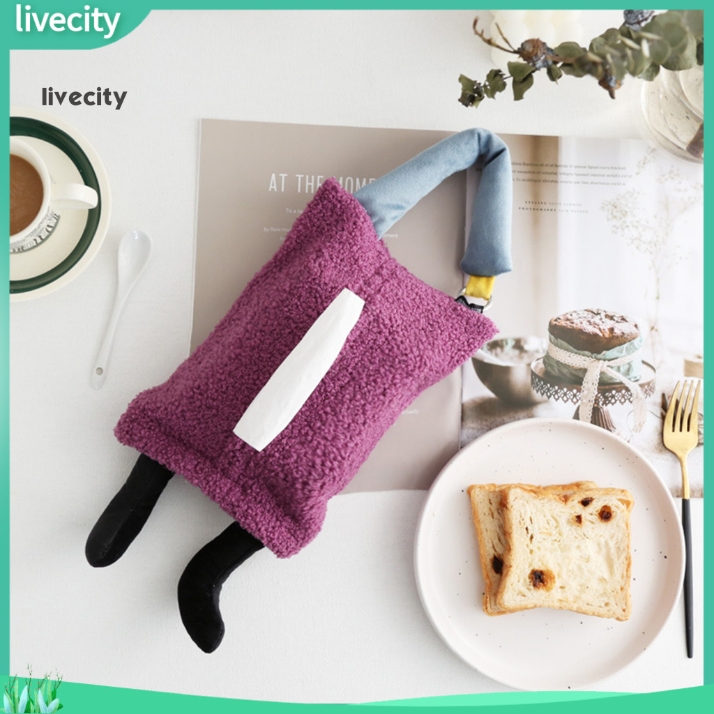livecity| Tissue Box Hanging Handle Fastener Tape Easy to Refill ...