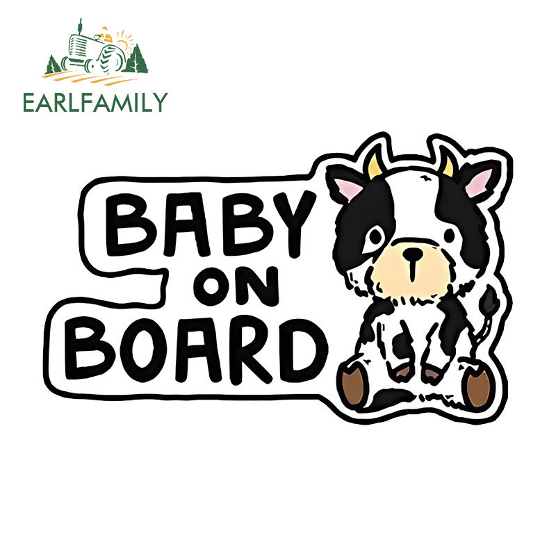 EARLFAMILY 13cm x 8.1cm Cow Car Stickers Refrigerator Windshield Bumper ...